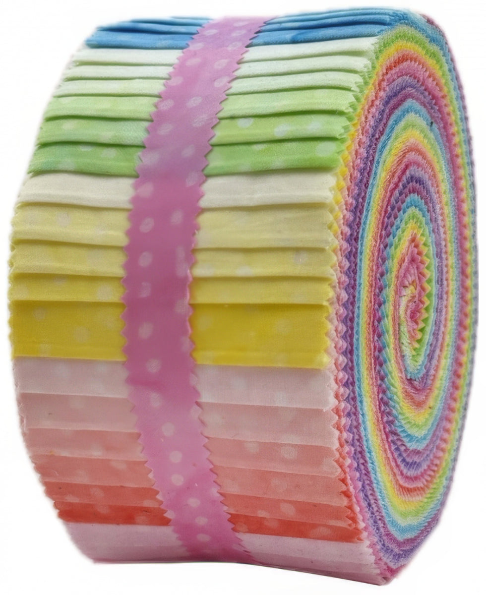 Maywood Studio - Java Batiks: PASTEL Rainbow Dots 2.5 Inch Strips 40 p ...