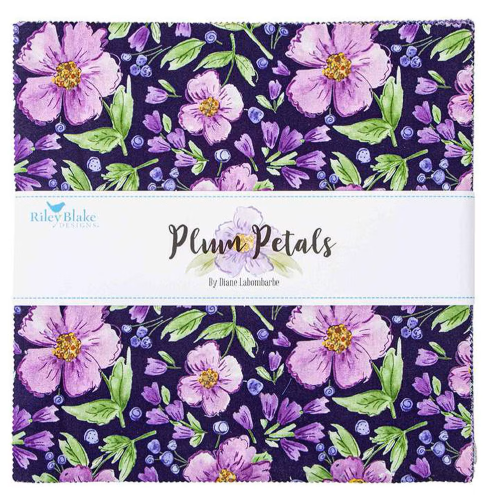 Riley Blake - Plum Petals 10 inch Stacker by Diane Labombarbe 42 pcs ...