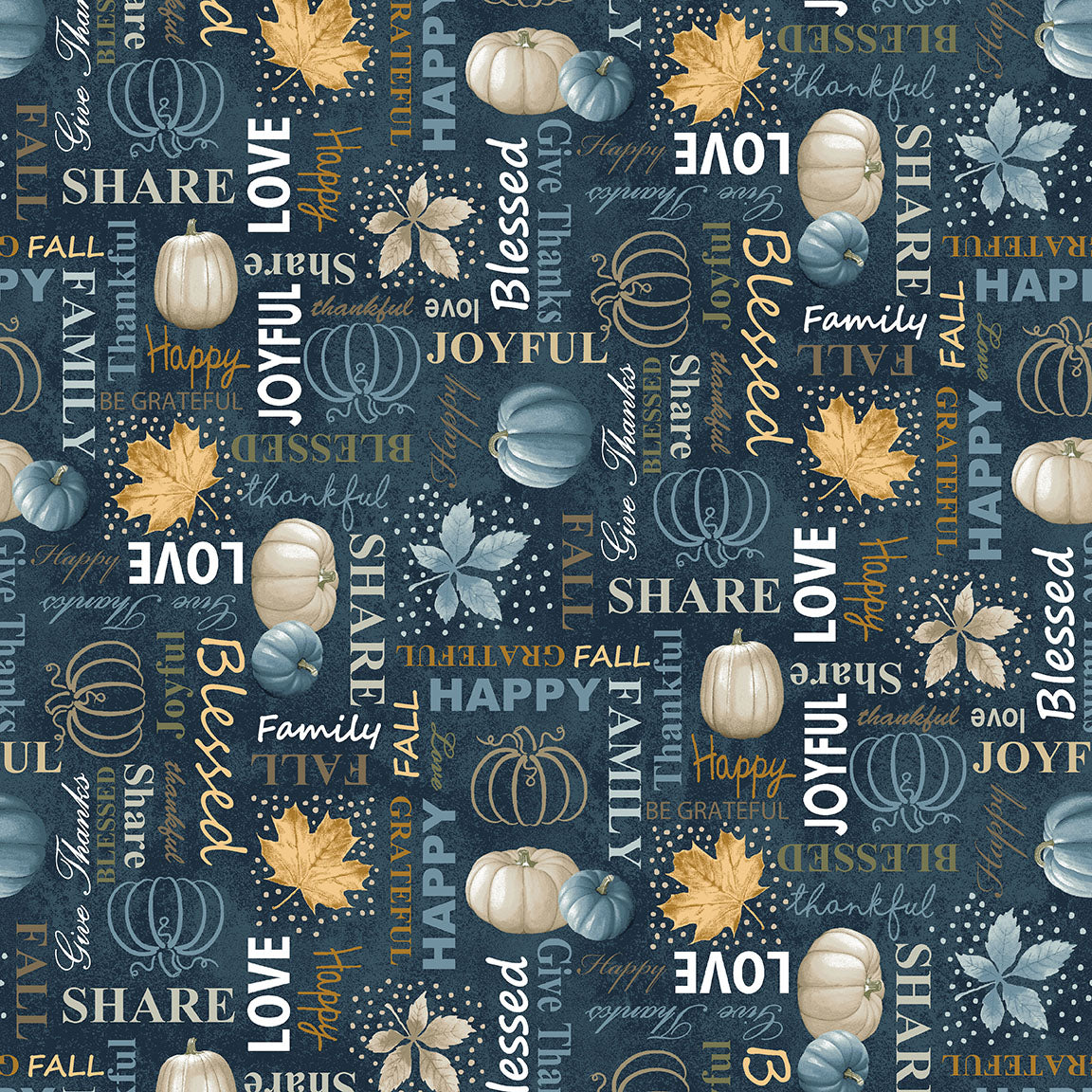 BLANK QUILTING - Autumn Vibes by Running Wild Studio - Words - Navy ...