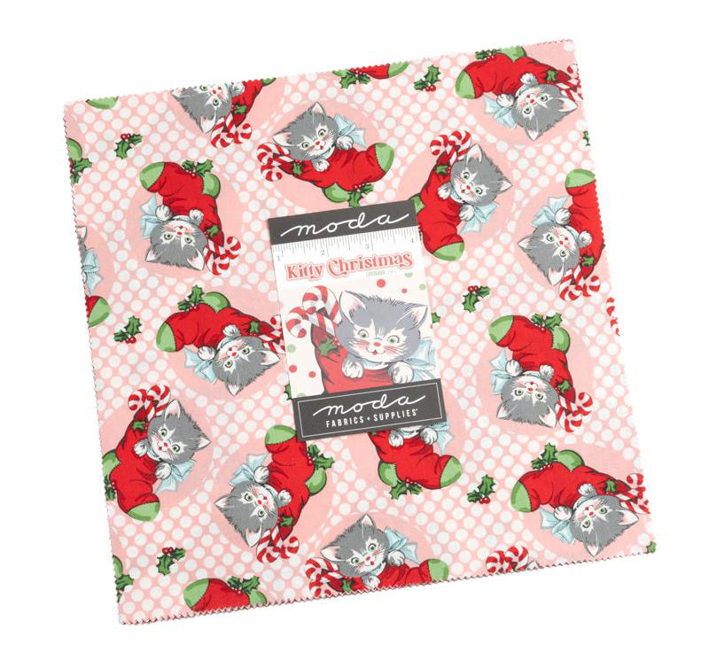 Kitty Christmas Layer Cake by Urban Chiks Moda Precuts – Quilt in a Day