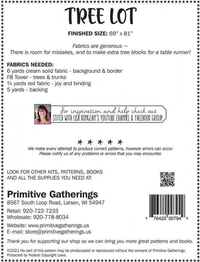 Tree Lot Quilt Pattern by Lisa Bongean / Primitive Gatherings – Quilt ...