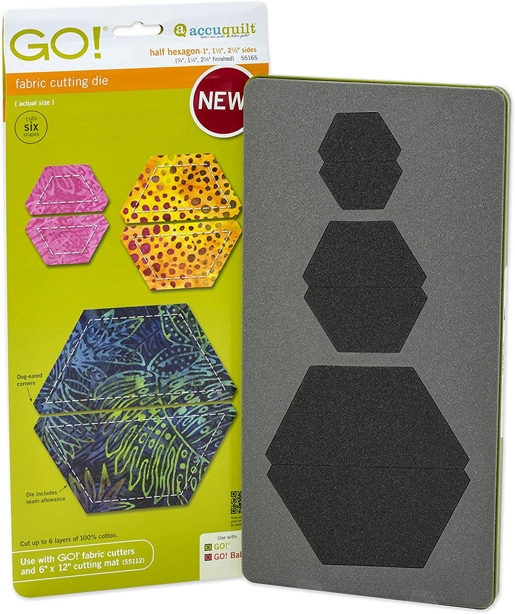 Accuquilt GO! Die 55165 Half Hexagon 1 inch, 1.5 inch, 2.5 inch – Quilt ...
