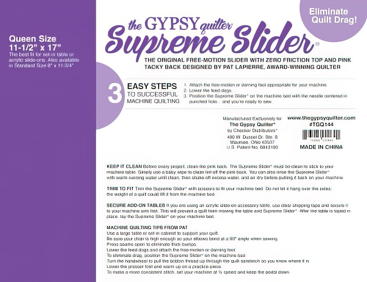 Supreme Slider 11.5x17 Free Motion Slider with Pink Tacky Back – Quilt ...