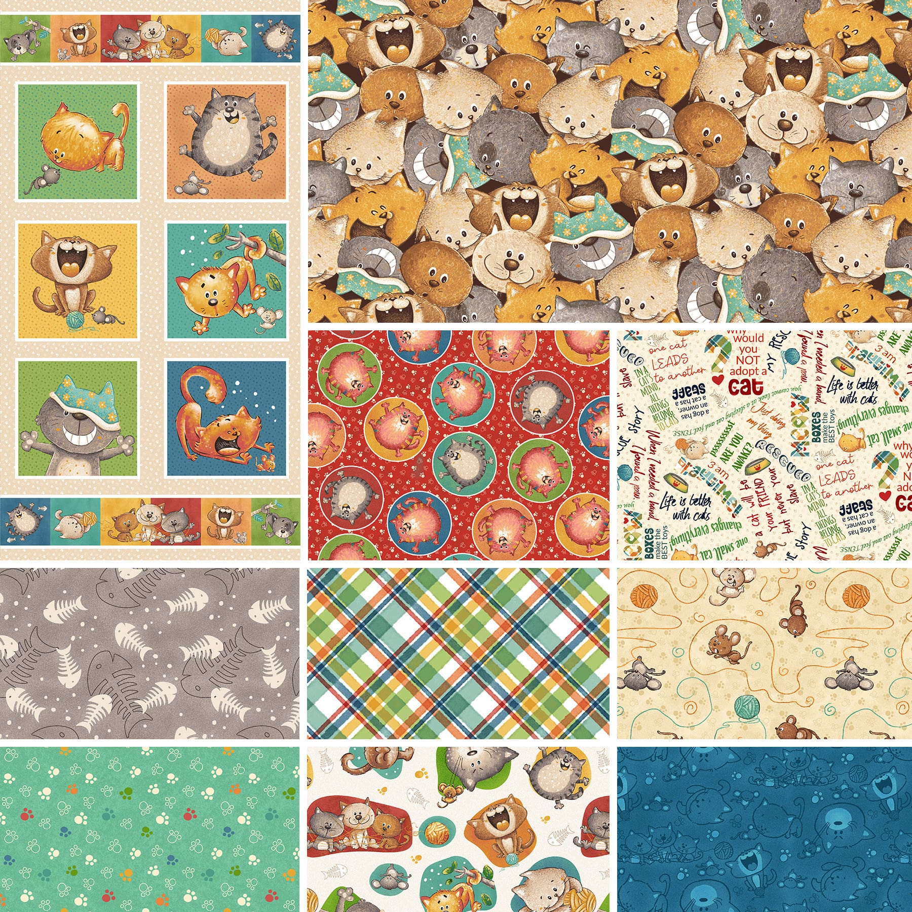 BLANK QUILTING - Cat Hair Don't Care by Nidhi Wadhwa - Packed Cats - O – Quilt in a Day