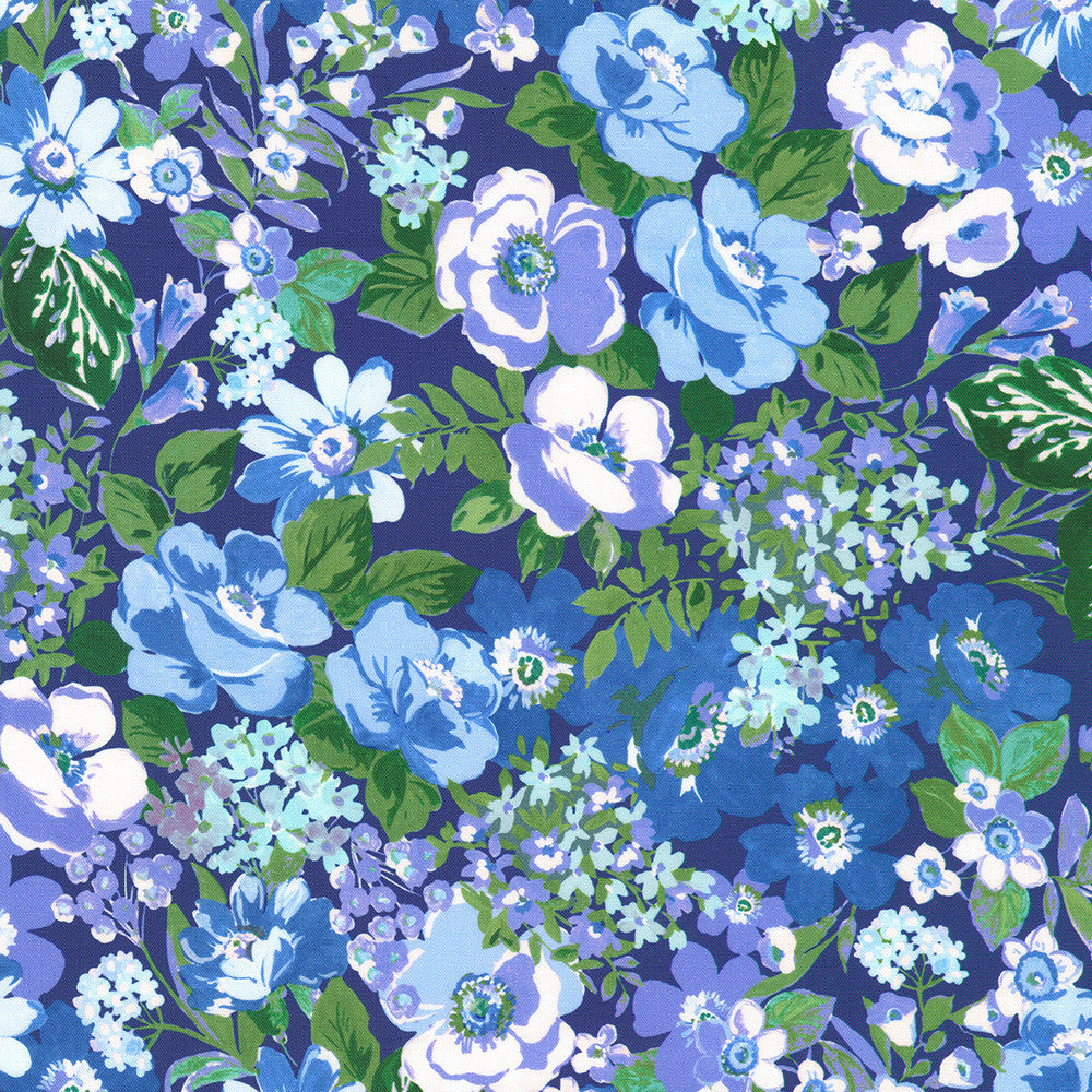 KAUFMAN - Hydrangea Grace by Studio RK - Bouquet - Blue – Quilt in a Day
