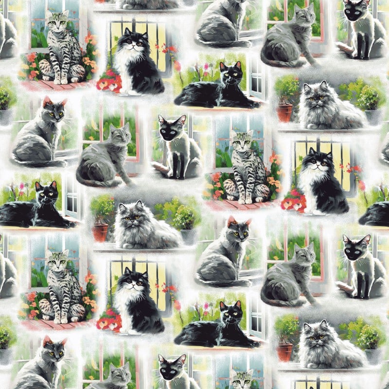 MAYWOOD - Catsup by City Art Studio - All Cats - Gray/Multi – Quilt in ...