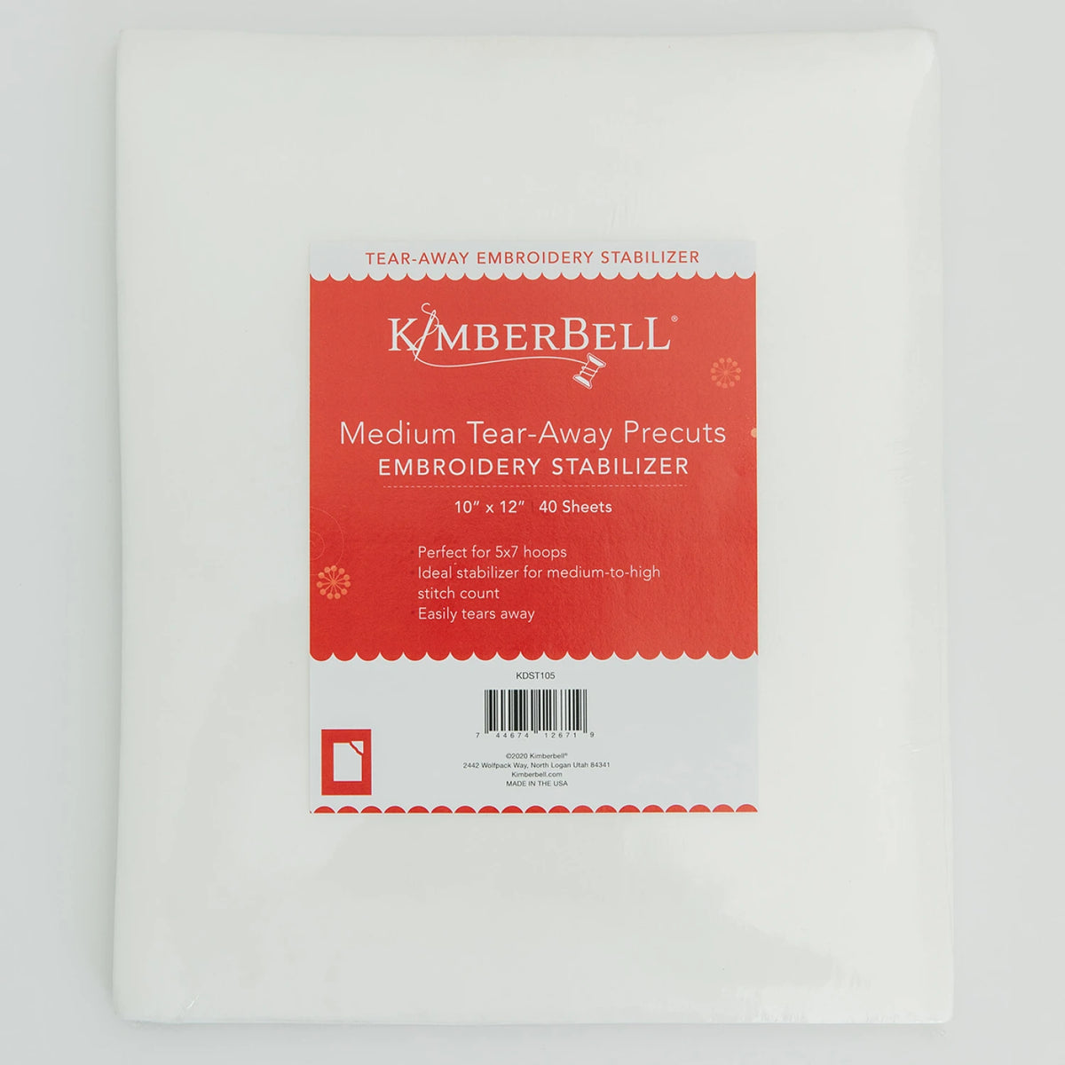 KimberBell Medium Tear-Away Precuts 10x12 Embroidery Stabilizer - 40 c ...