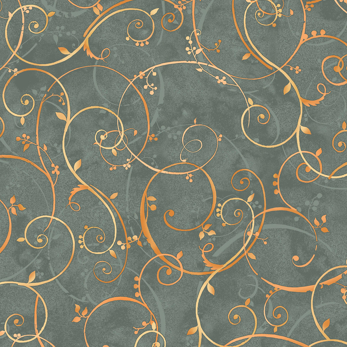 P&B TEXTILES - Bountiful by Sandy Clough - Golden Scroll - Dusty Green ...