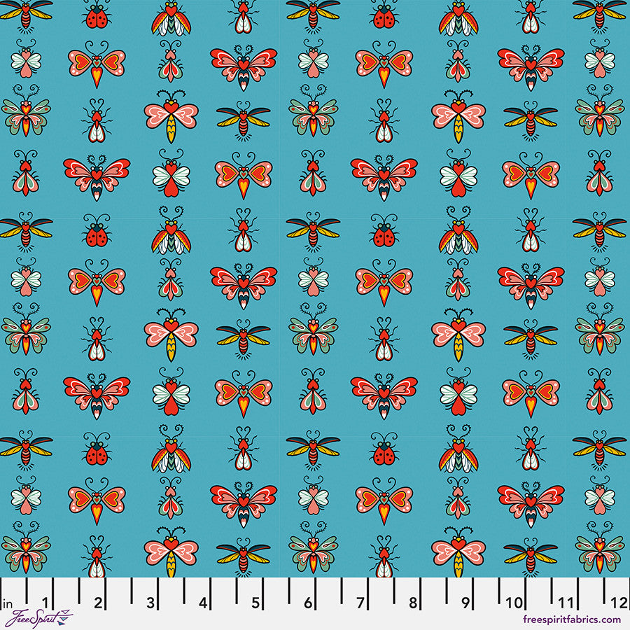 FREE SPIRIT - Love Letters by Club Hauer - Love Bugs - Teal – Quilt in ...
