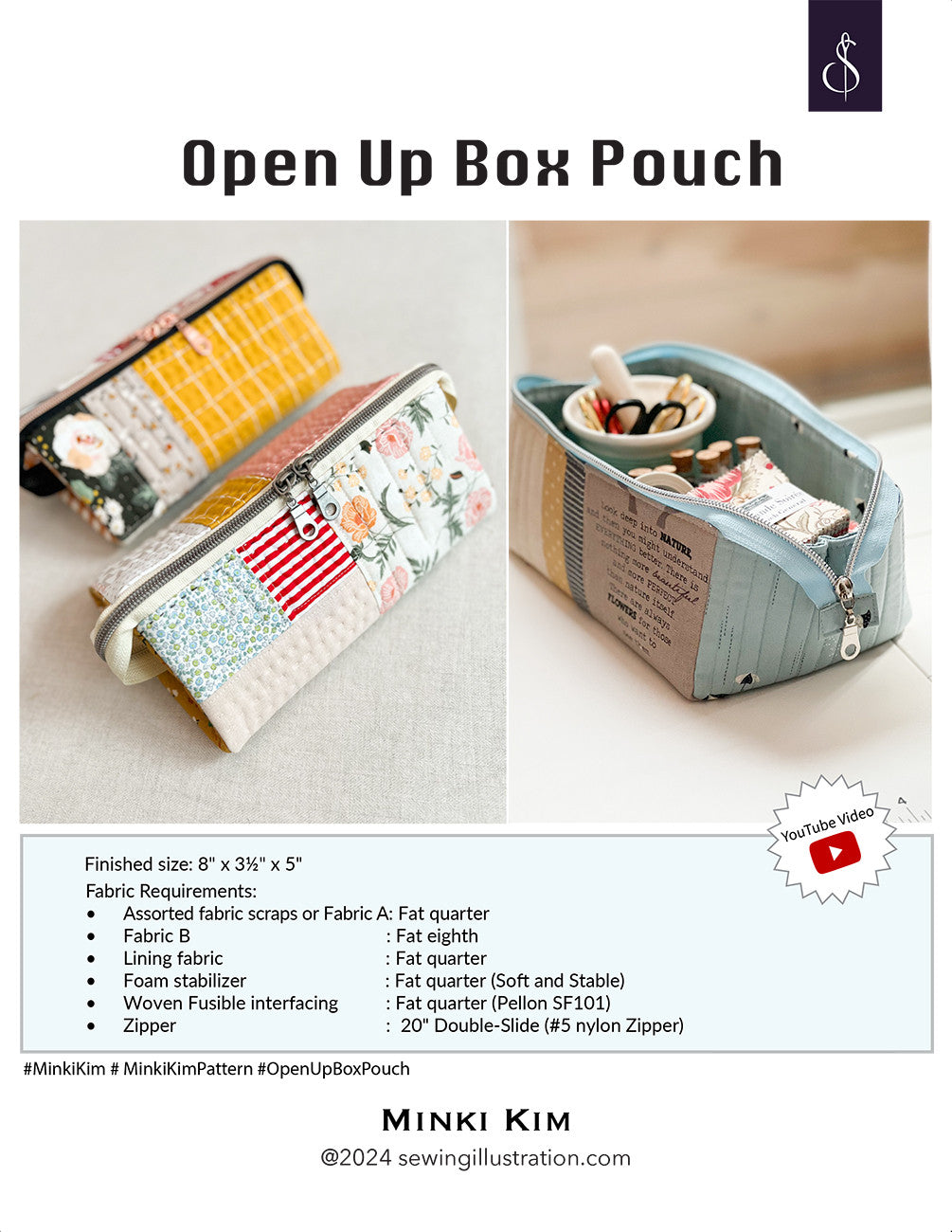 Open Up Box Pouch Pattern by Minki Kim – Quilt in a Day