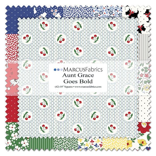 Marcus Fabrics - Aunt Grace Goes Bold 10"x10" Squares by Judie Rotherm ...