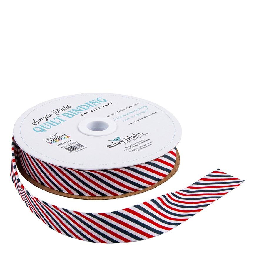 Riley Blake Designs Single-Fold Quilt Binding 1/8" Stripe Patriotic ...