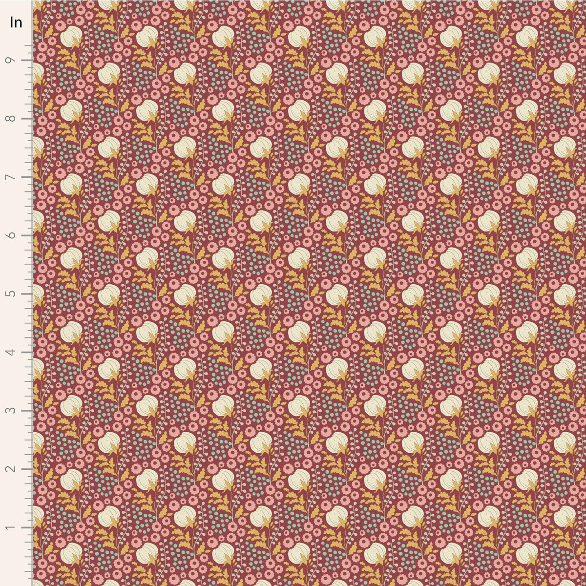 TILDA - Sanctuary - Cottonfield - Maroon – Quilt in a Day