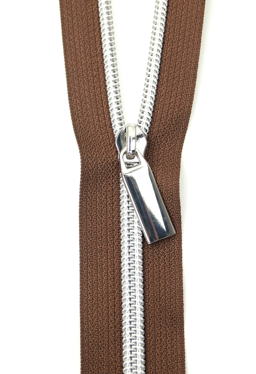 Zipper - Brown #5 Nylon Nickel Coil Zippers: 3 Yards with 9 Pulls by S ...