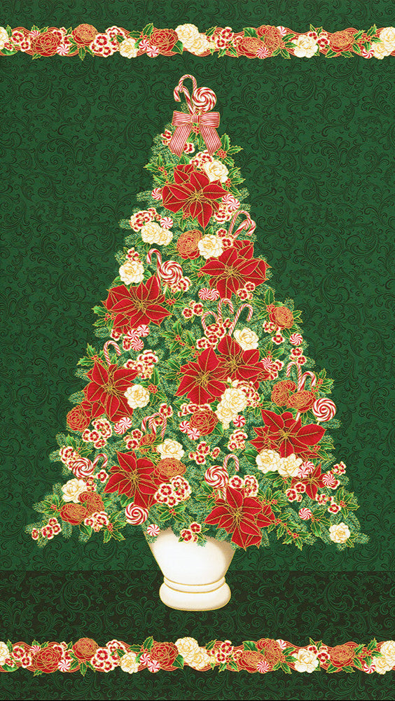 KAUFMAN - Holiday Flourish - Peppermint Twist - PANEL - Metallic - Pin ...