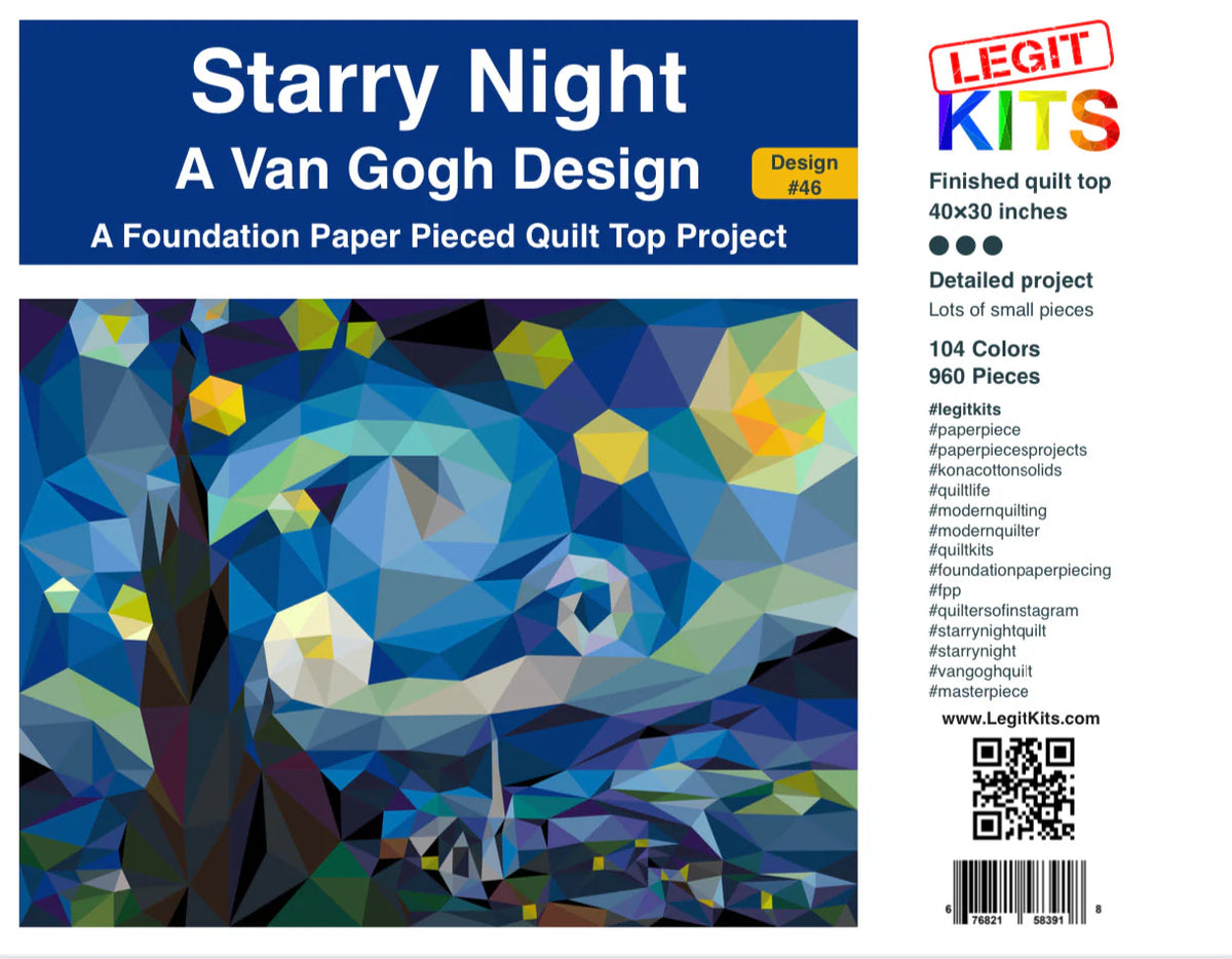Starry Night - A Van Gogh Design - Foundation Quilt Pattern by Legit K ...