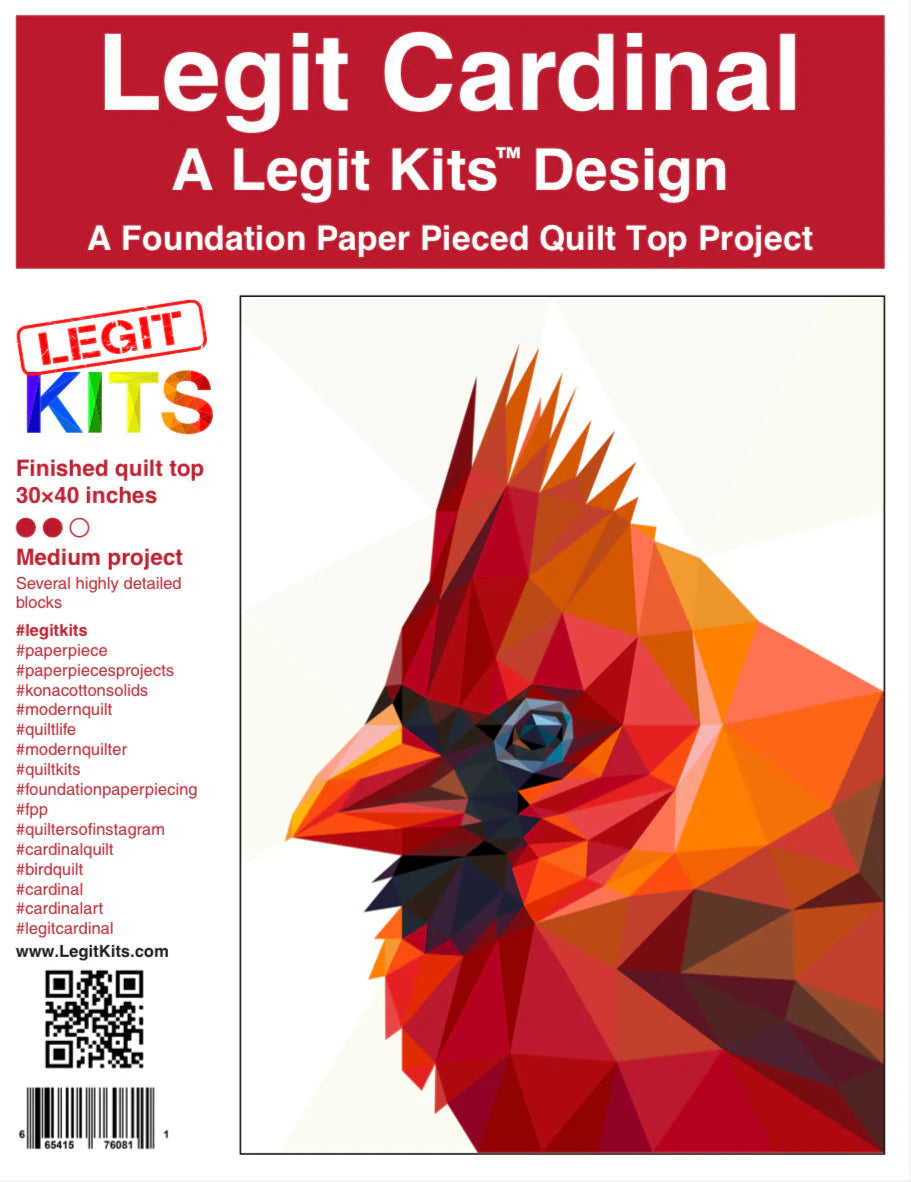Legit Cardinal Foundation Quilt Pattern by Legit Kits – Quilt in a Day