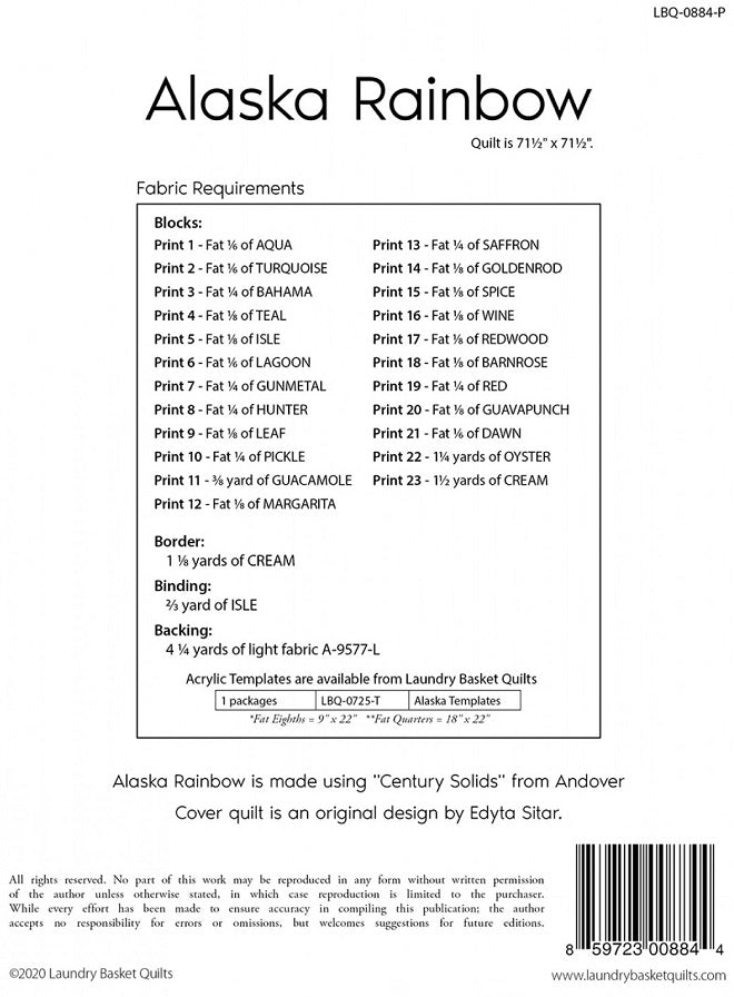 Alaska Rainbow Quilt Pattern by Edyta Sitar Laundry Basket Quilts ...