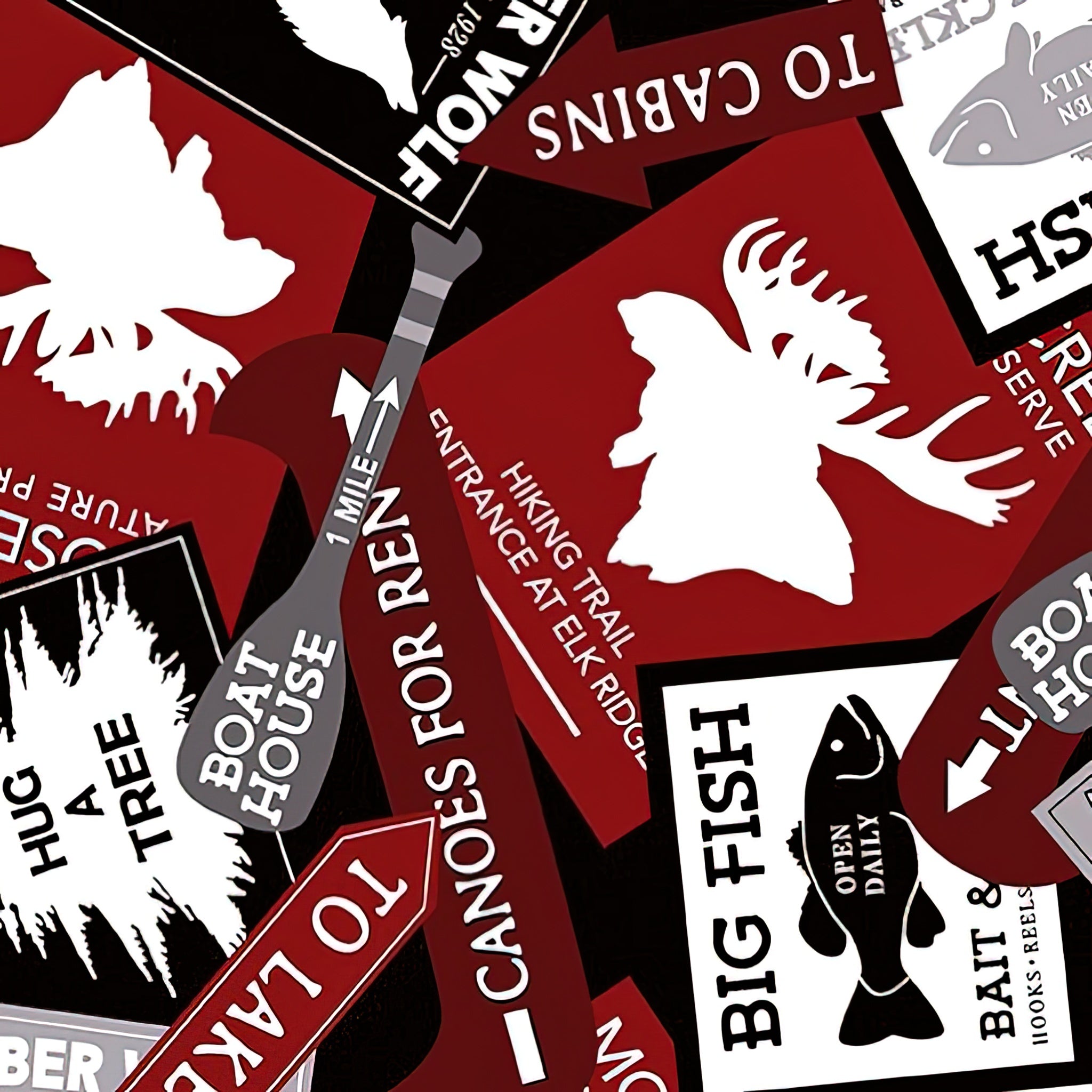 Skinny - SK16817 - 2/3 yds - BENARTEX - Great Outdoors - Cabin Signs ...