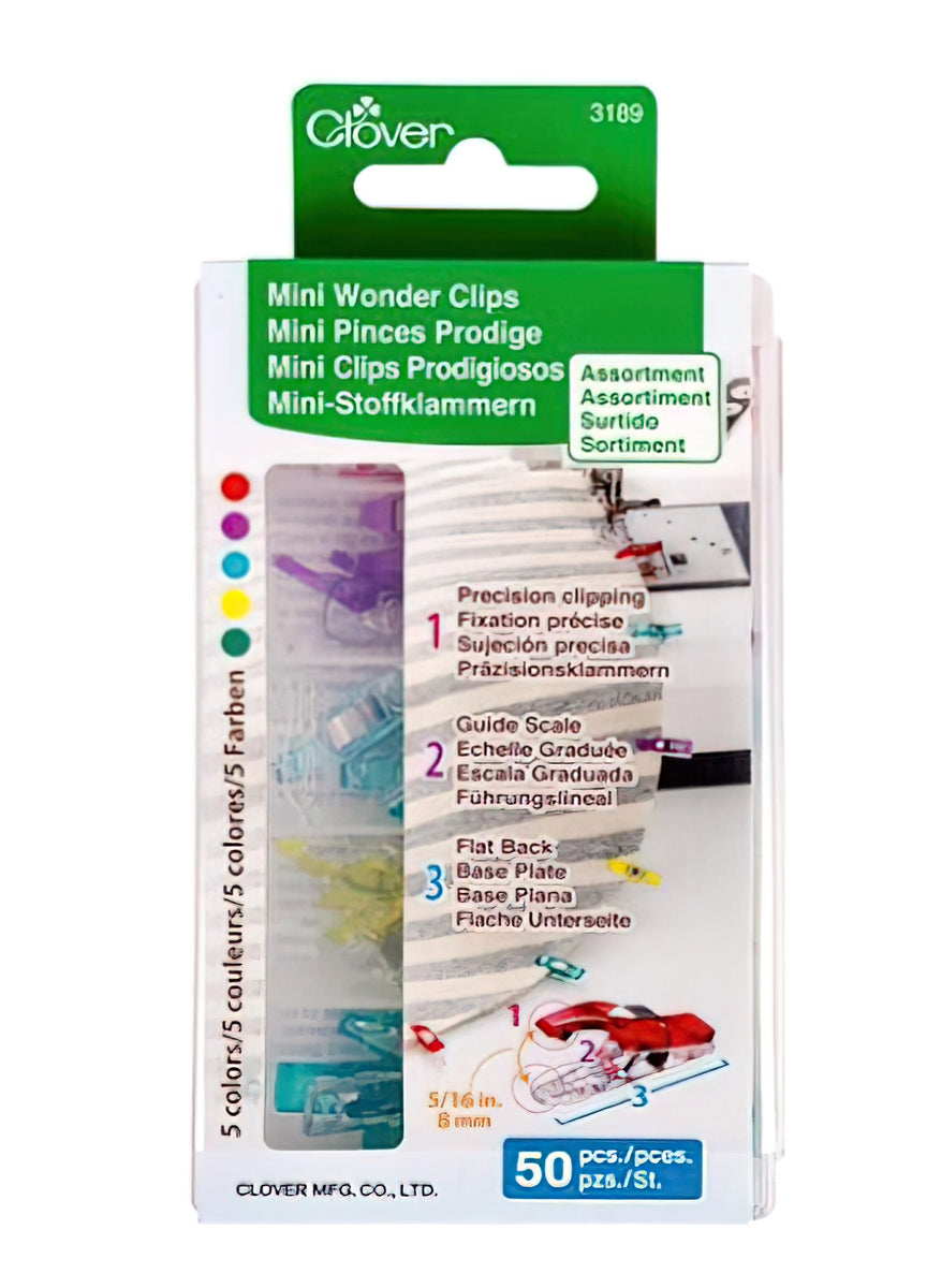 Clover Mini Wonder Clips (50 pieces) Assorted Colors #3189 – Quilt in a Day
