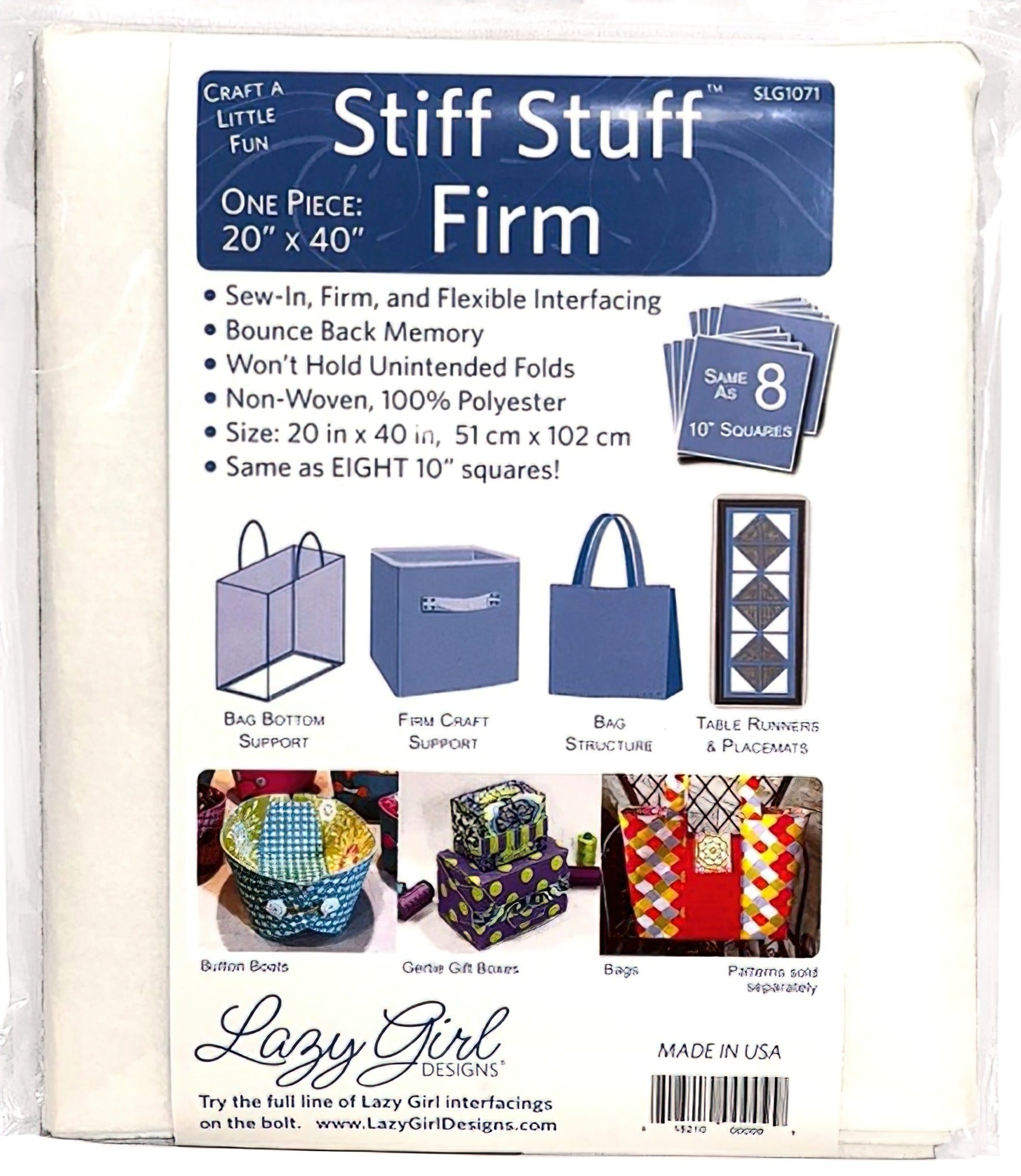 Stiff Stuff package 20 x 40 by Lazy Girl Designs – Quilt in a Day