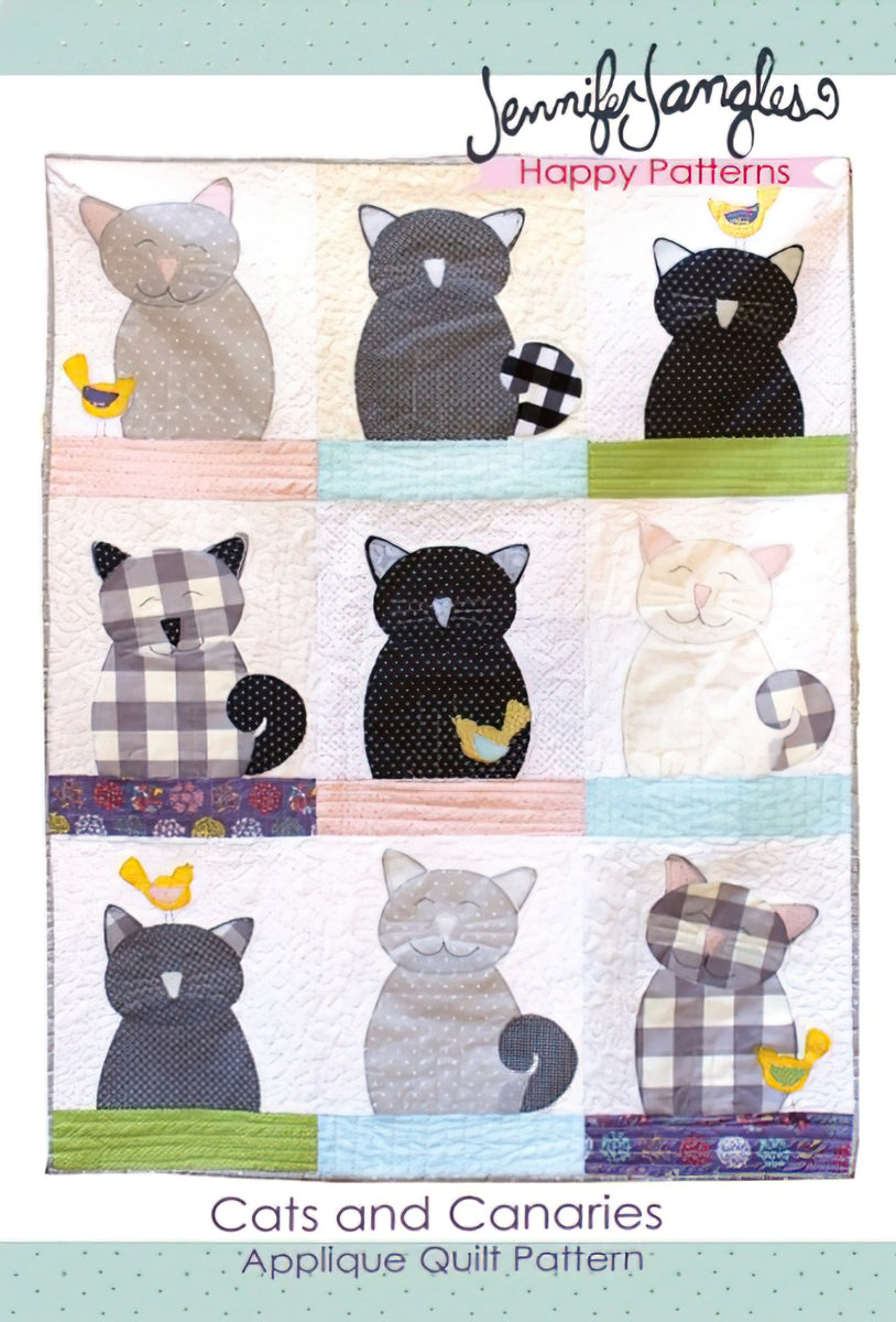 Cats and Canaries Applique Quilt Sewing Pattern by Jennifer Jangles ...