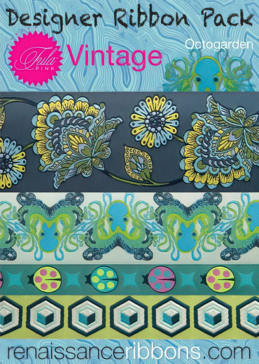 Tula Pink Vintage Octogarden Designer Ribbon Pack by Renaissance Ribbo ...