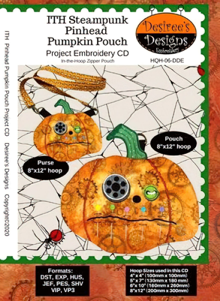 CD - ITH Steampunk Pinhead Pumpkin Pouch by Desiree's Designs – Quilt ...