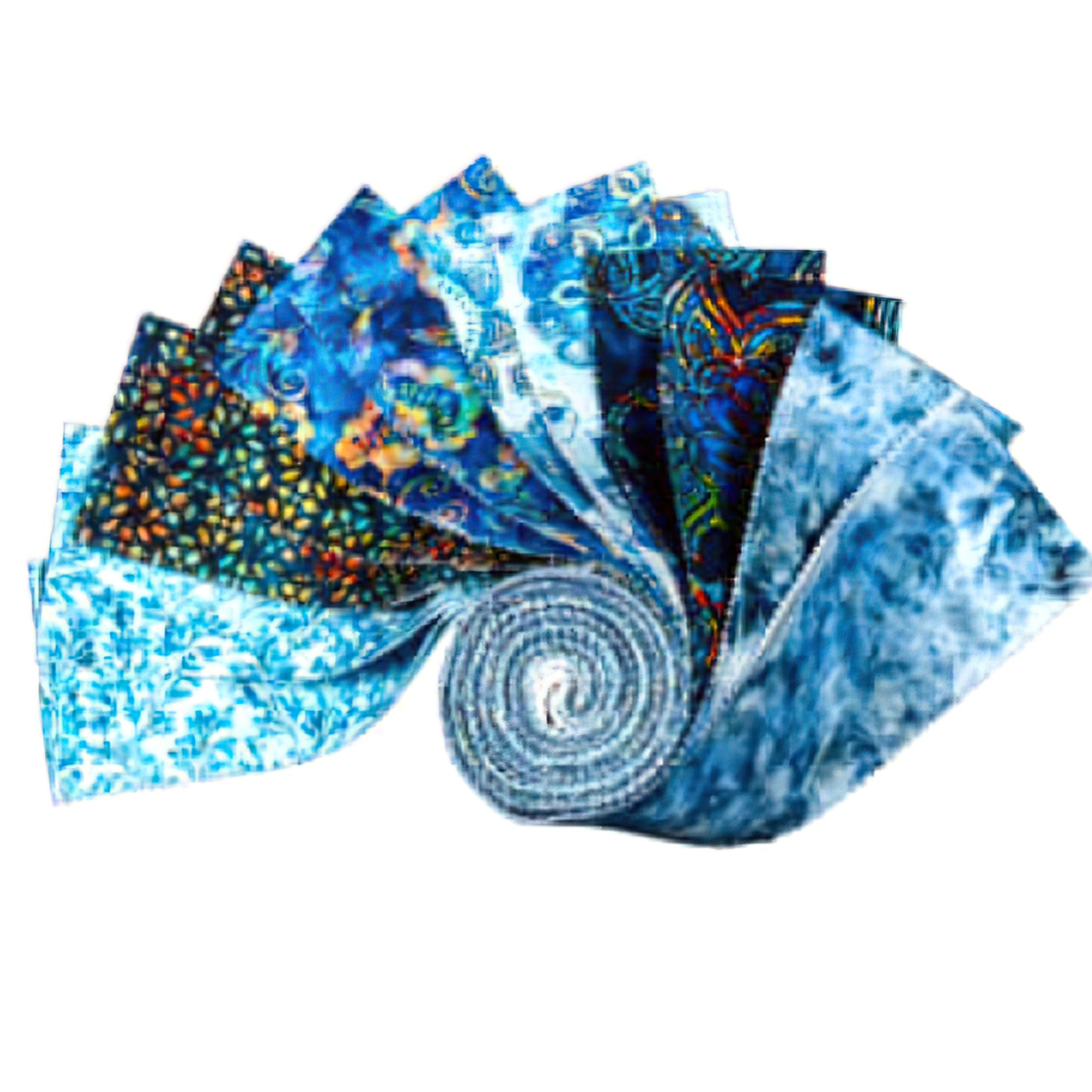 Quilting Treasures - Blue Kashmir Strippies 2.5 Inch Roll 12 pcs ...